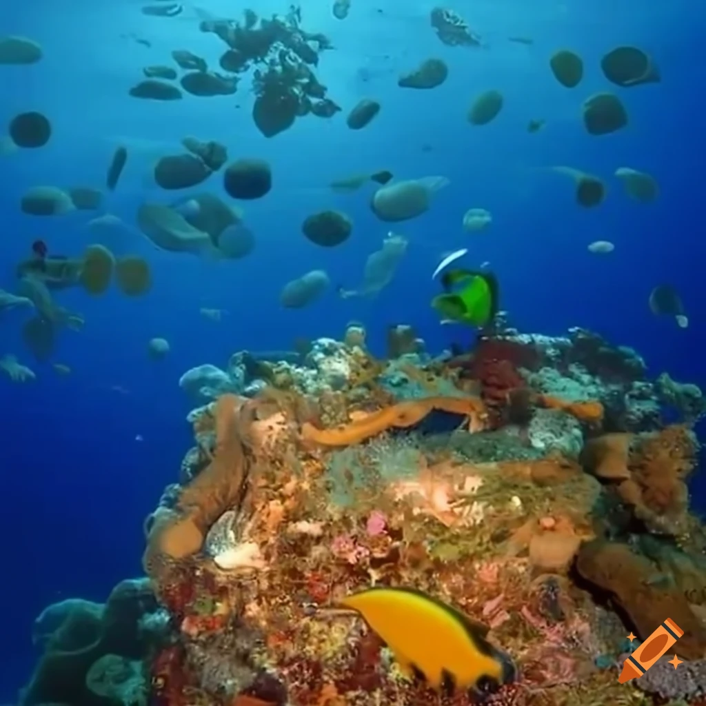 Pac-man in marine environment from hd aquatic nature documentary on Craiyon