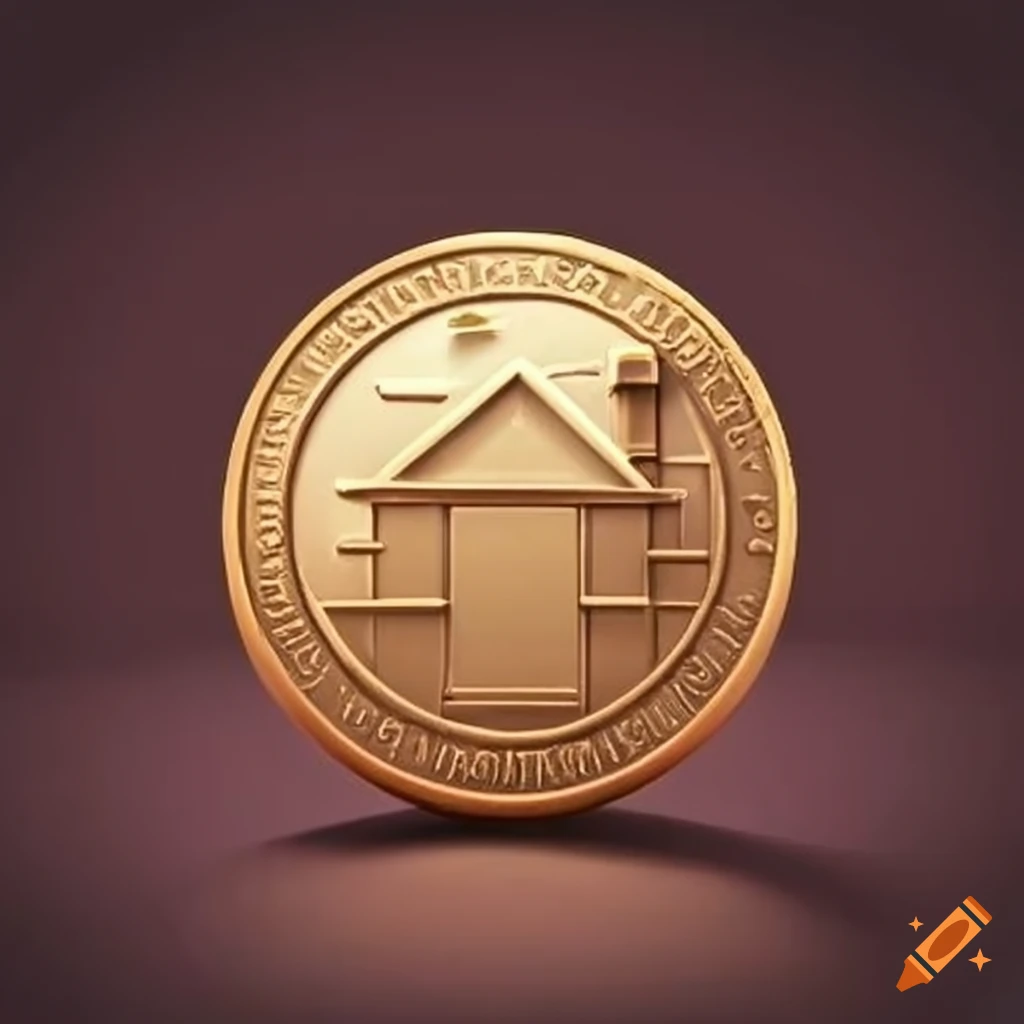 Bronze coin with a house design on Craiyon