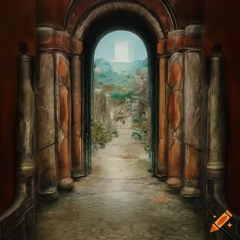 Old Renaissance painting of a portal on Craiyon