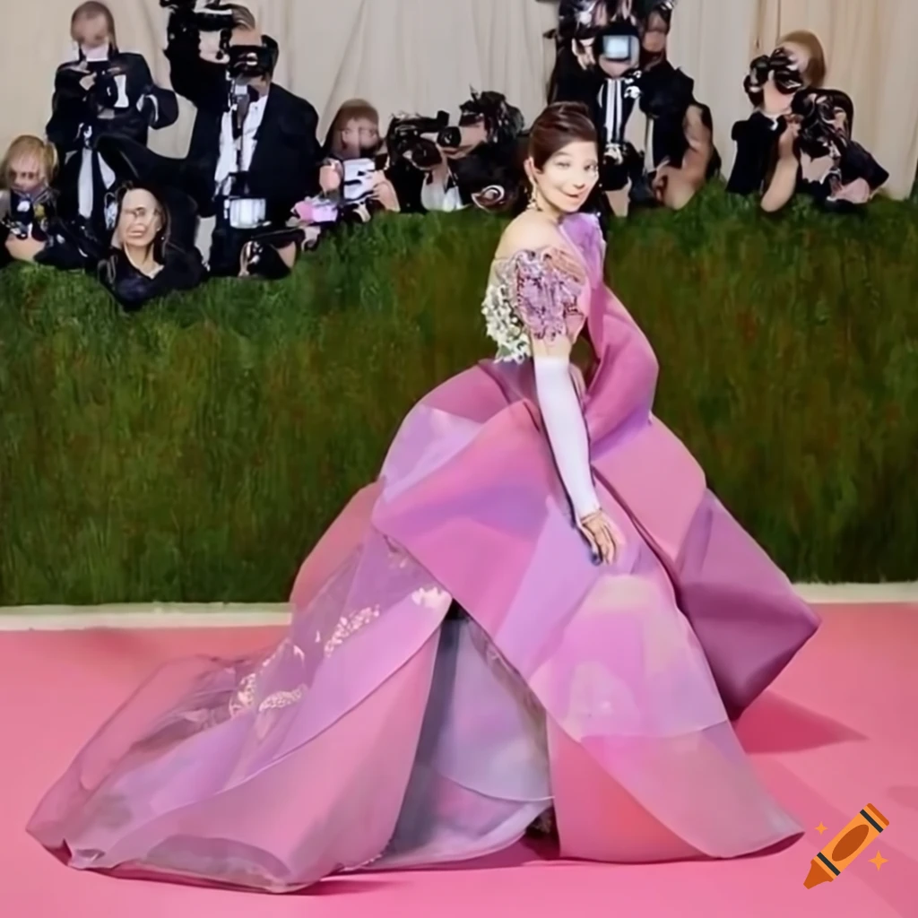 Twice sana in met gala inspired outfit symbolizing growth and rejuvenation on Craiyon