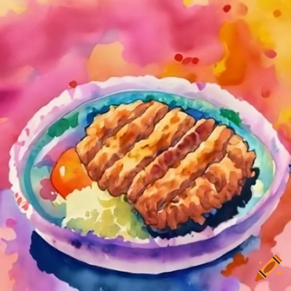 Delicious tonkatsu dish bought in the evening on Craiyon