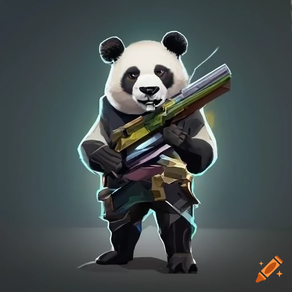 Dynamic panda in action pose with prime vandal weapon from valorant on ...