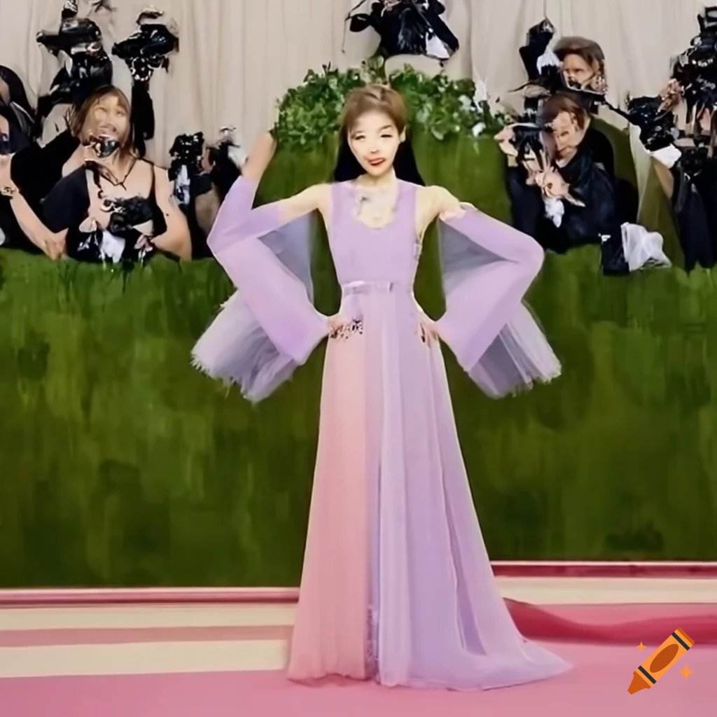Twice sana in met gala inspired outfit symbolizing growth and rejuvenation on Craiyon