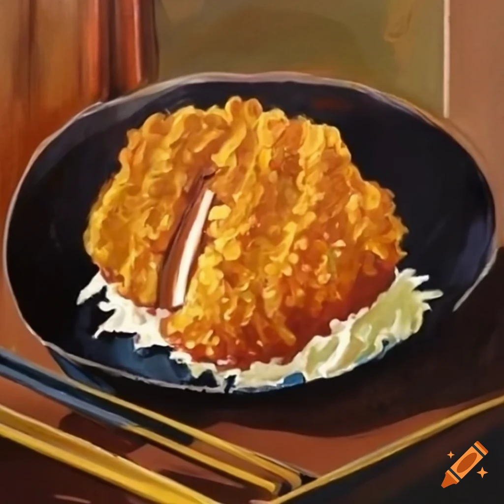 Delicious tonkatsu dish bought in the evening on Craiyon
