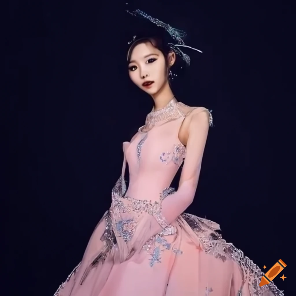 Twice sana in met gala inspired outfit symbolizing growth and rejuvenation on Craiyon