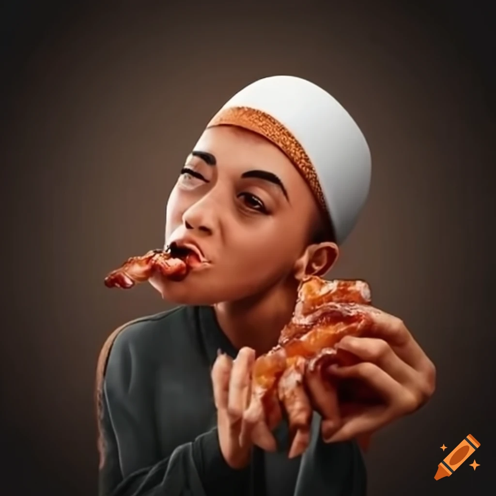 Person eating bacon on Craiyon