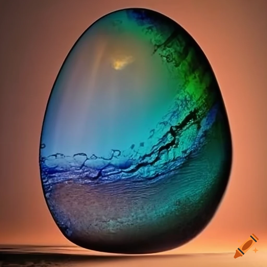 A reflection of a reflection with obsidian stone, mirror, and water on ...