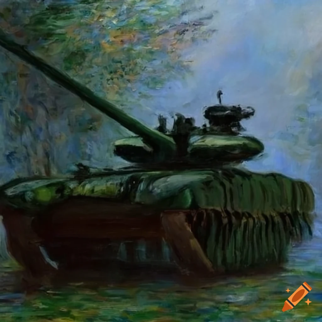 T-90m tank painting in the style of claude monet on Craiyon