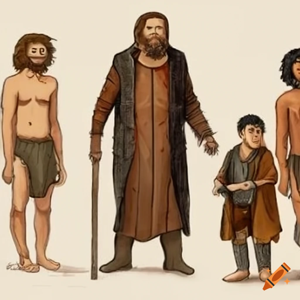Comparison chart of human and hobbit sizes on Craiyon