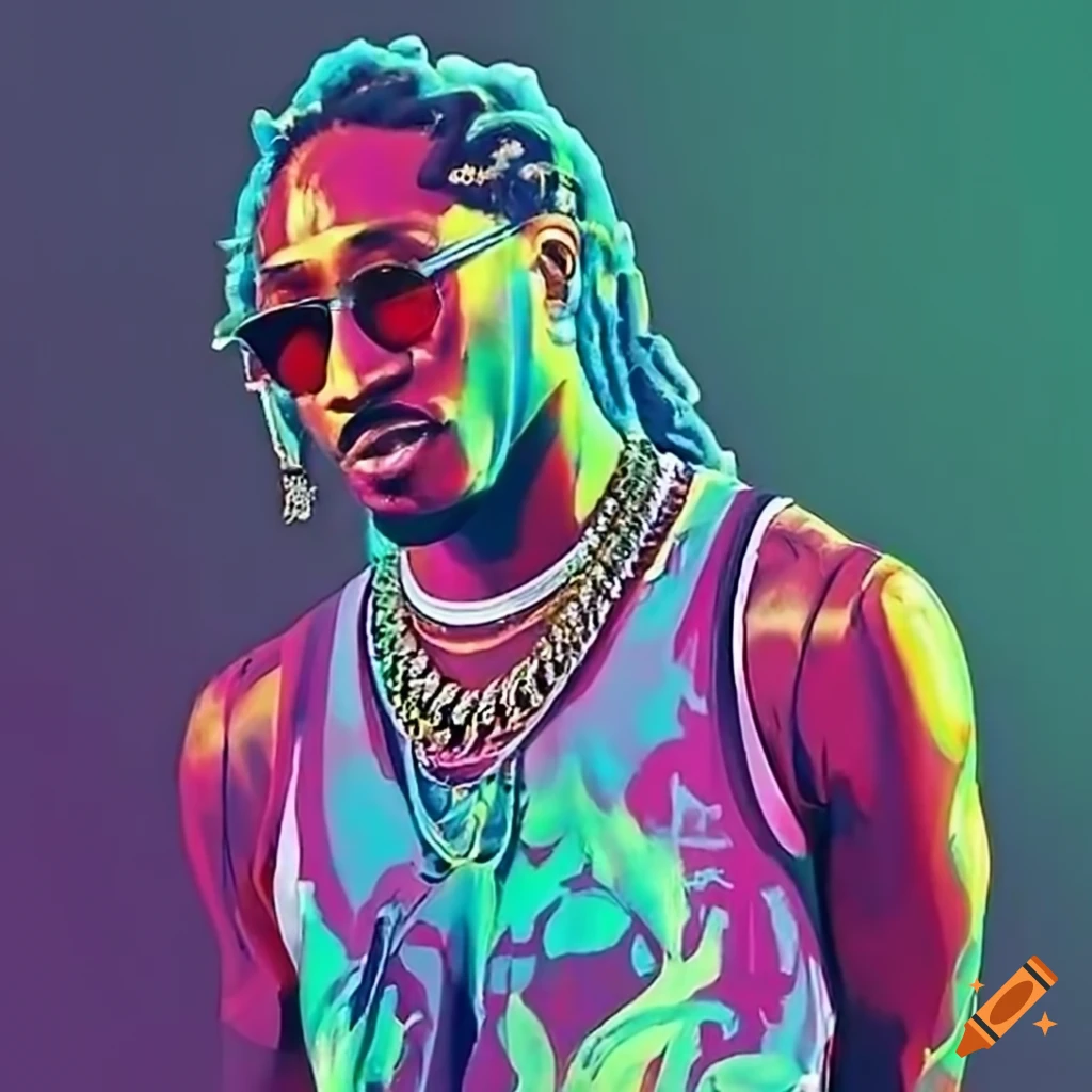 Artistic portrayal of rapper future in jamaican colors on Craiyon