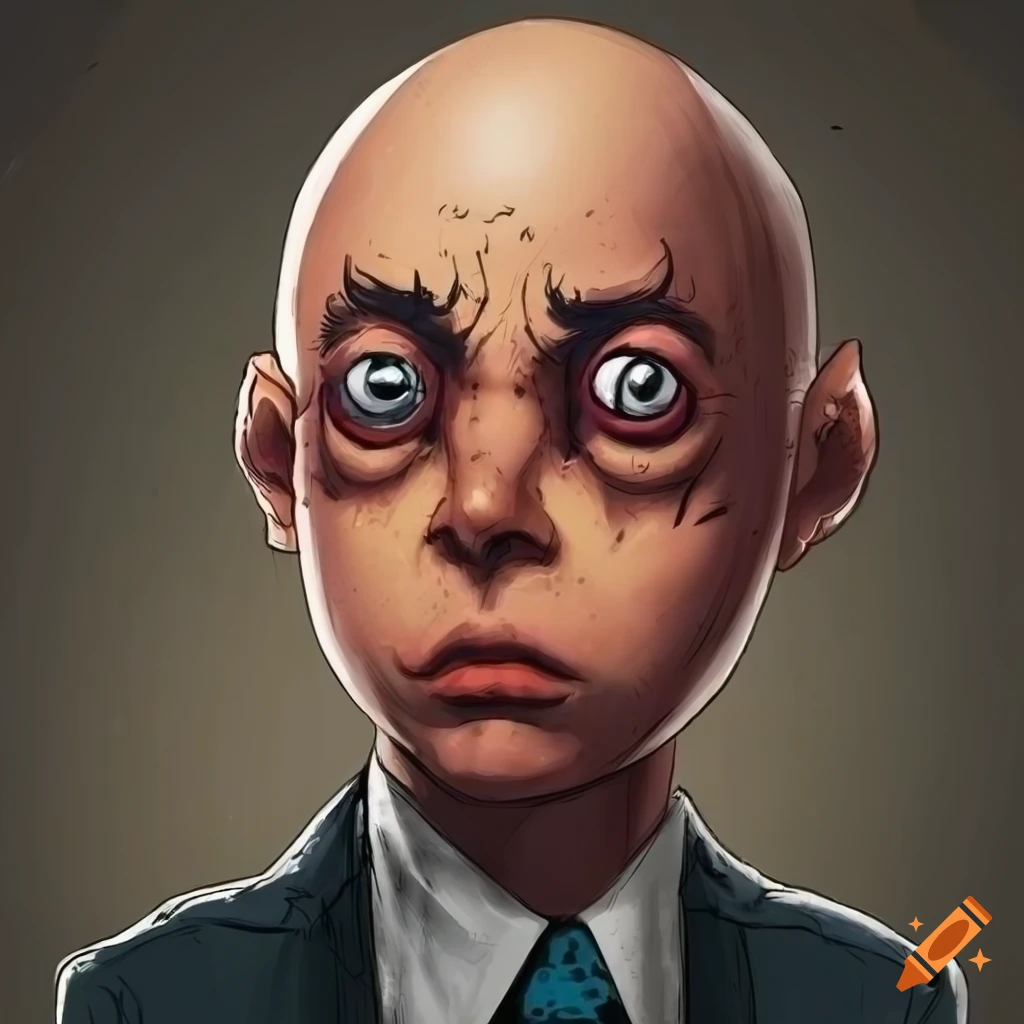 Comic art style scrawny man with beady eyes and pointed nose on Craiyon