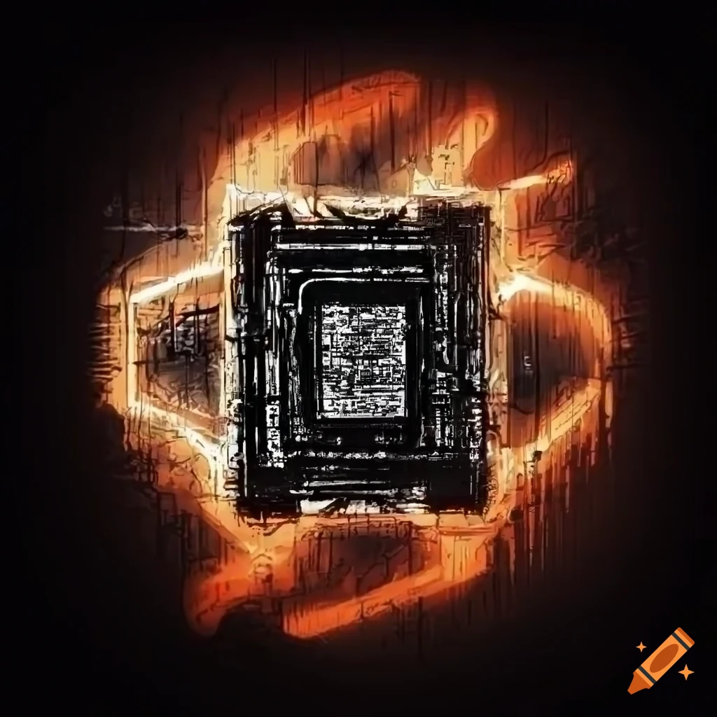 CPU GPU FPGA icons logos in a post-apocalyptic style on Craiyon