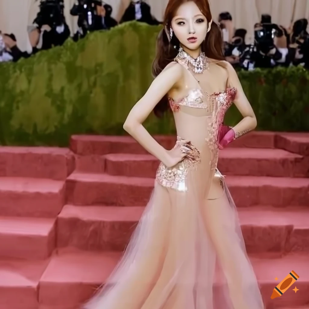 TWICE Tzuyu in MET GALA inspired 'Sunset Glow' outfit on Craiyon