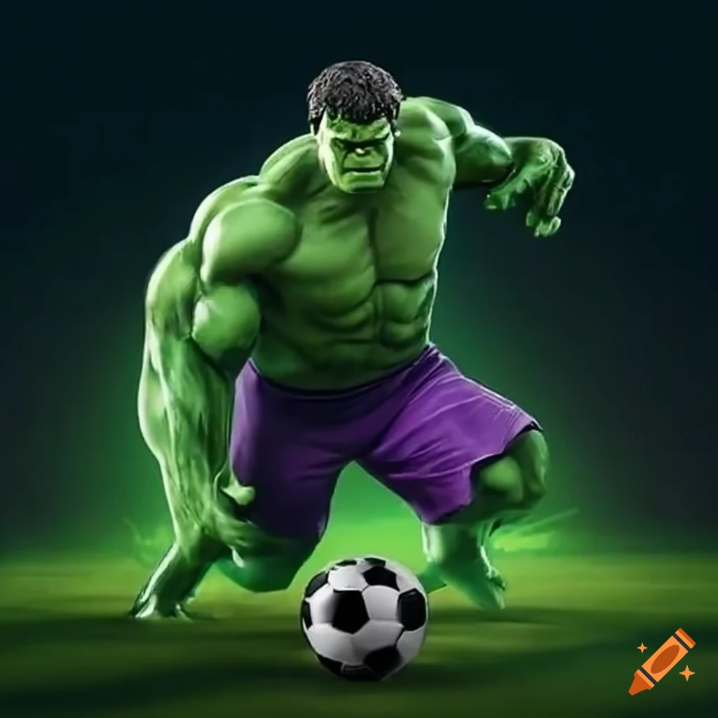 Hulk playing soccer on Craiyon