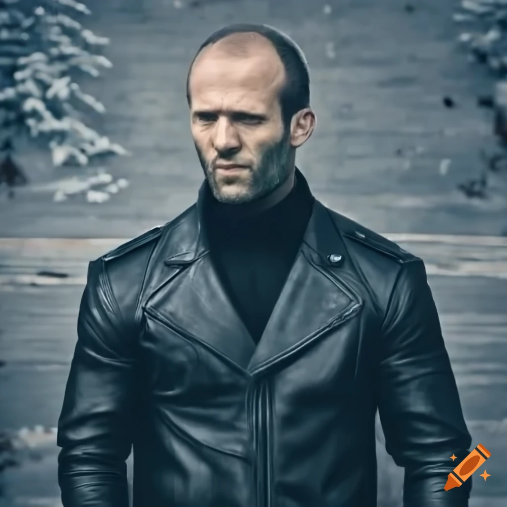 Close-up view of a young punk-rocker resembling Jason Statham with a ...