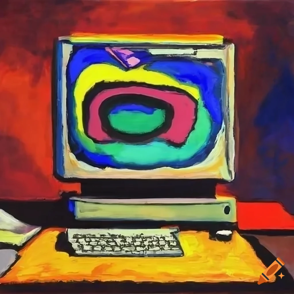 Colorful painting of a desktop computer with a flatscreen by kandinsky ...