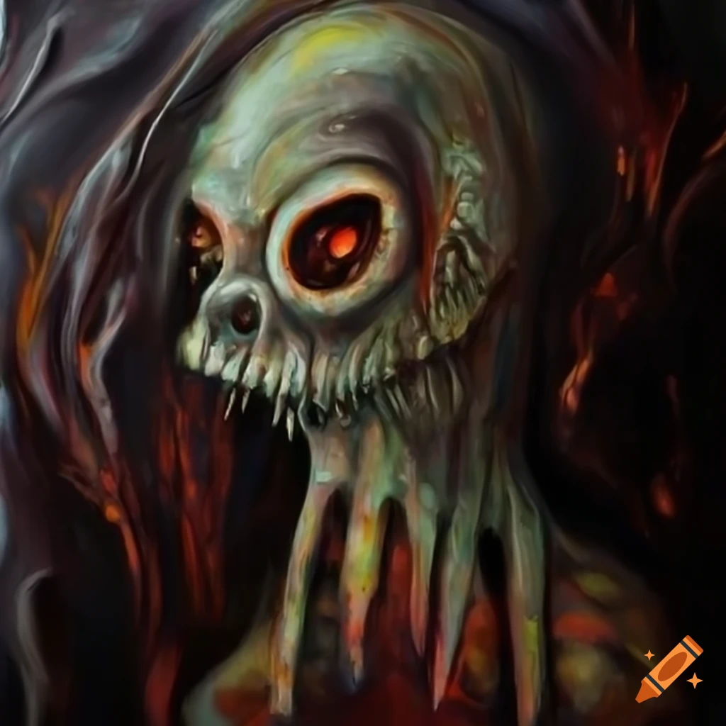 Abstract painting of a creepy monster on Craiyon