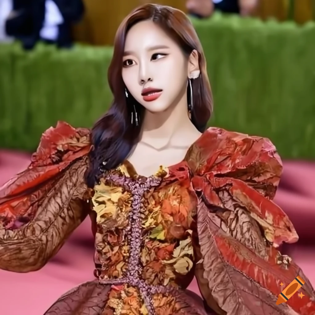 Twice mina in met gala inspired 'fallen leaves' outfit on Craiyon