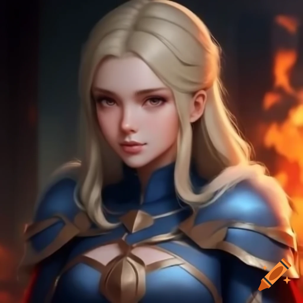 Close-up portrait of a Russian Fire Emblem cosplayer actress on Craiyon