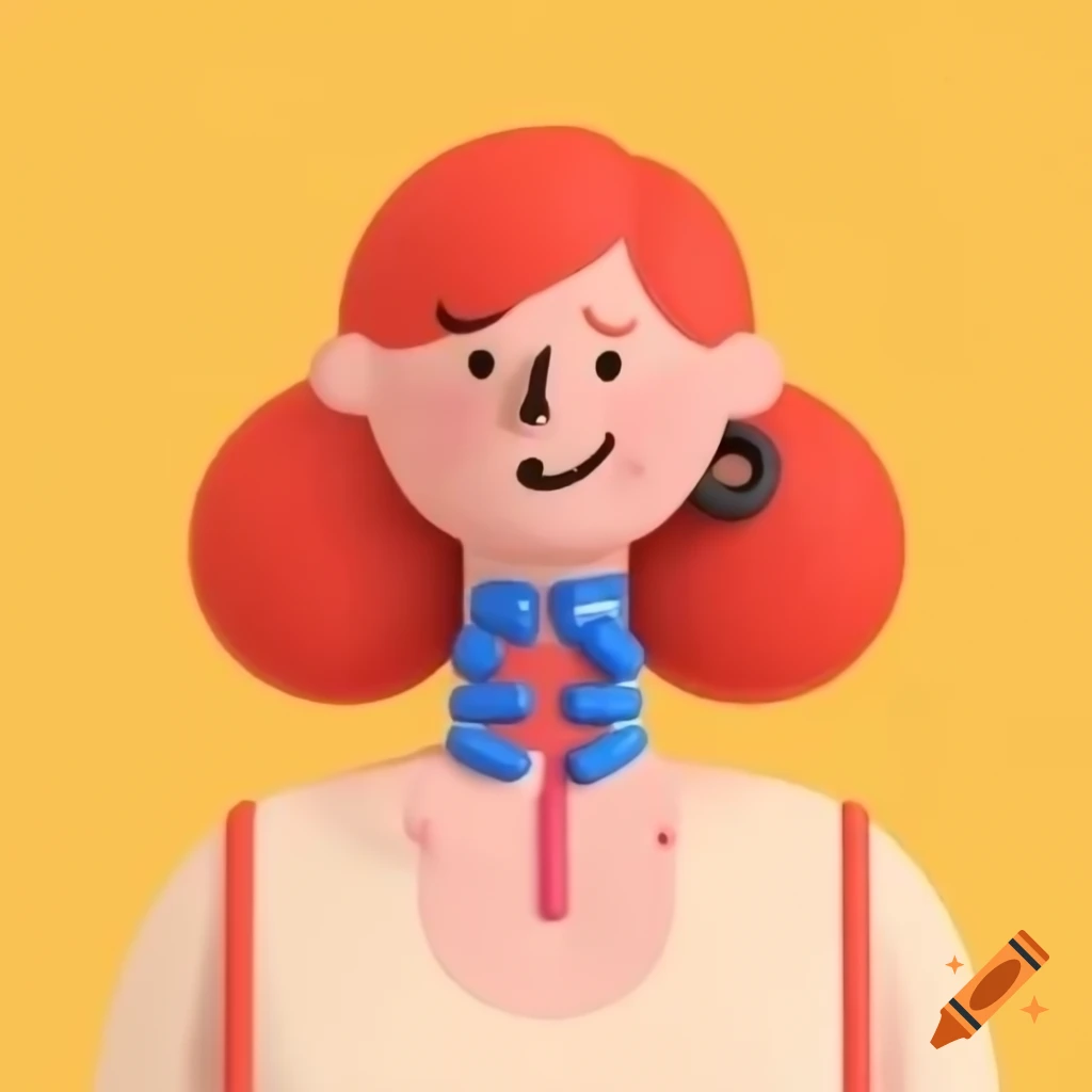 Cartoon woman with enlarged thyroid gland (goitre) on Craiyon