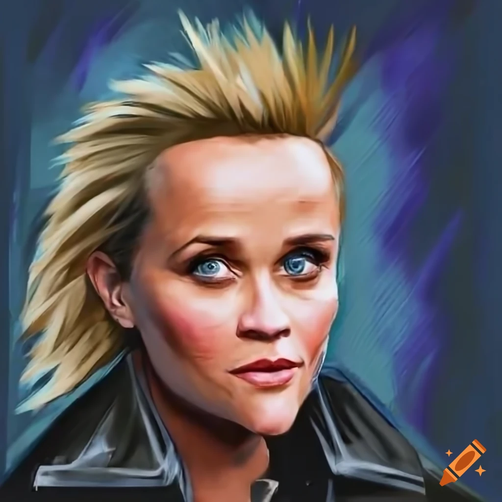 Punk rocker with a mohawk hairstyle and leather outfit on Craiyon