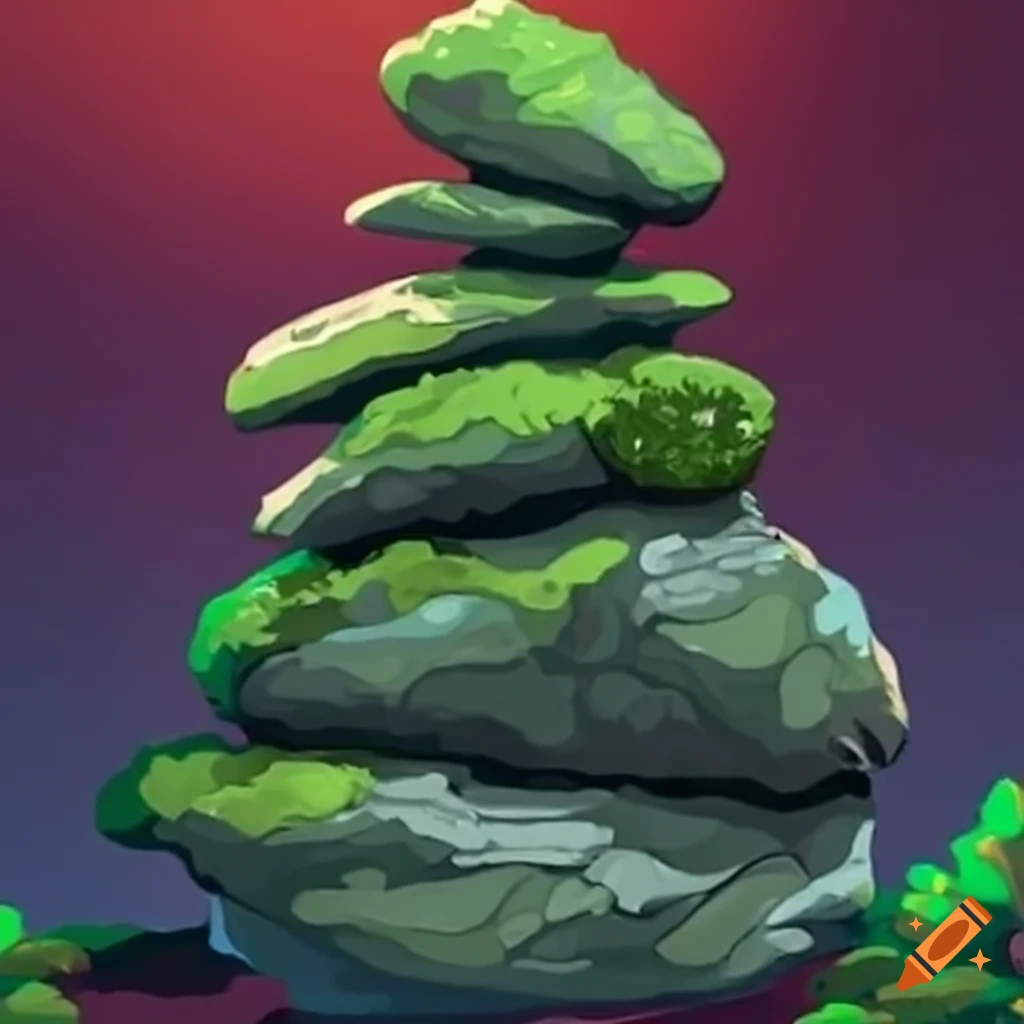 Mossy grey rocks in video game style on Craiyon