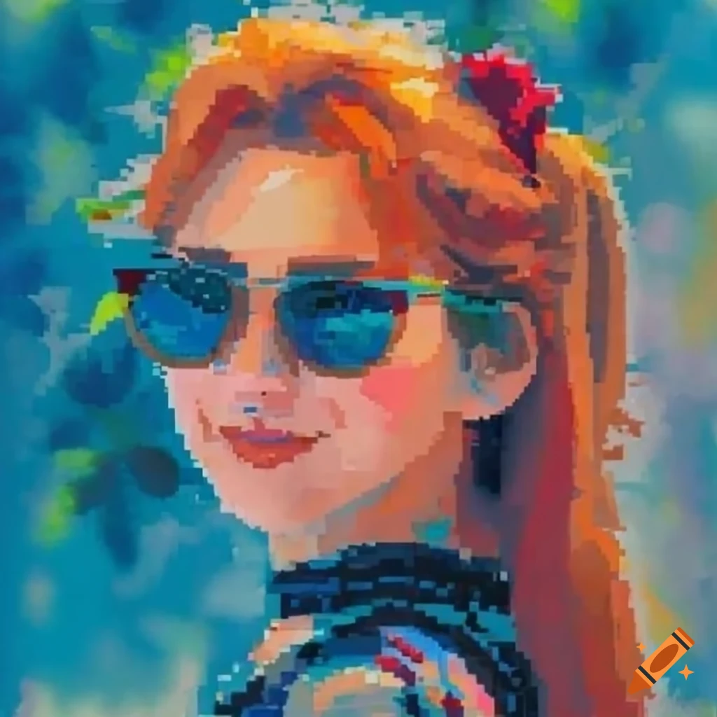 Retro photorealistic pixel art portrait of a Russian actress with Asuka ...