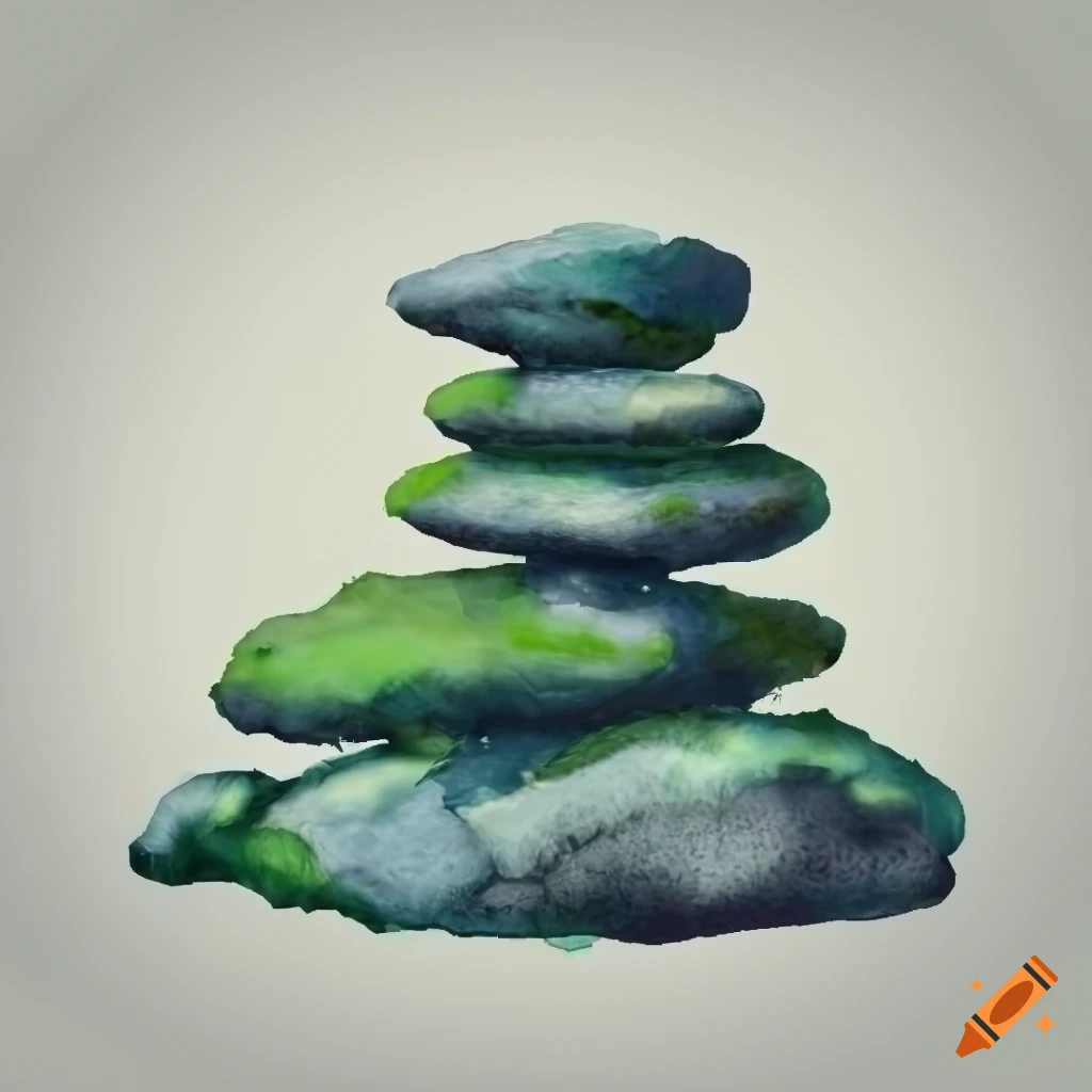 Stack of mossy grey rocks in video game style on Craiyon