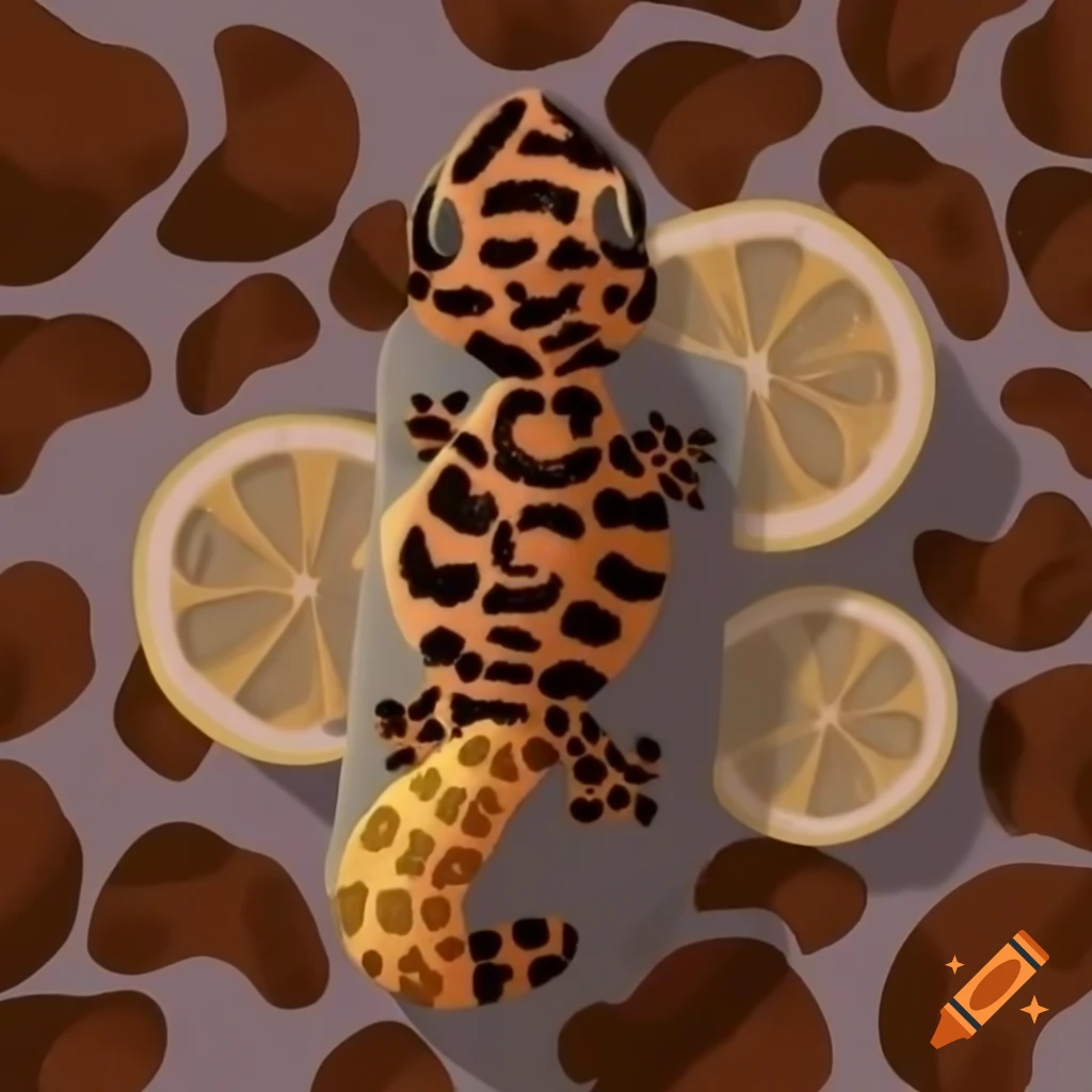 Chibi leopard gecko wrapping tail around lemon wedge on Craiyon