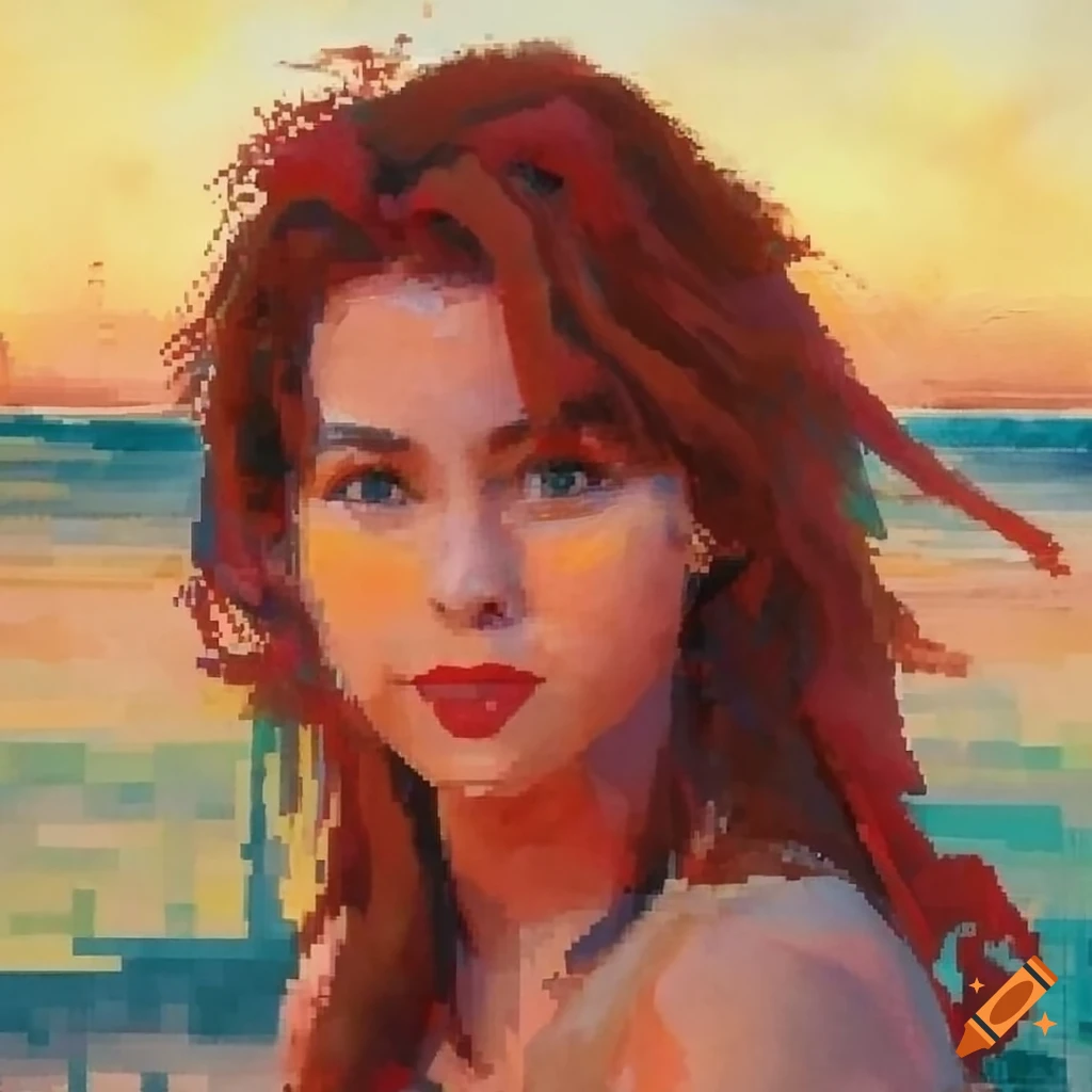 Retro impressionist pixel art portrait of a glamrock german idol ...