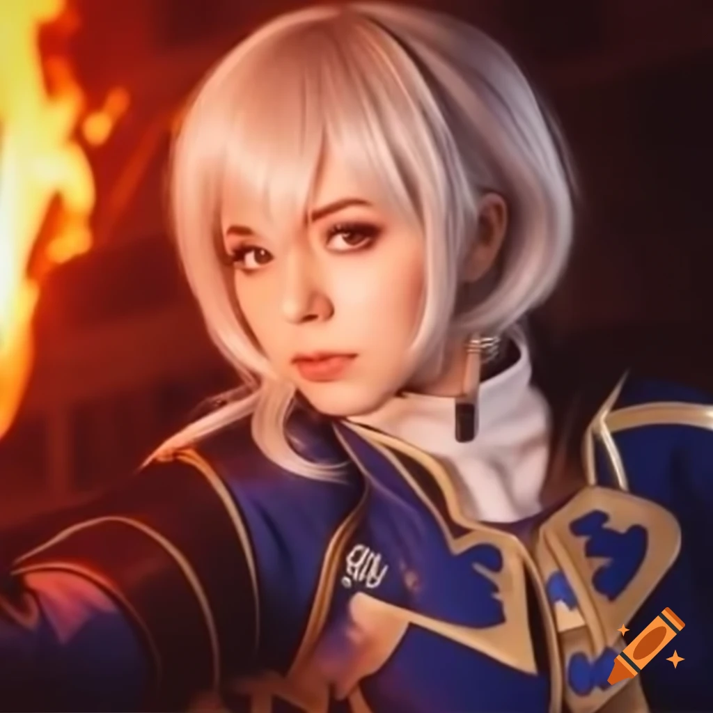 Close-up portrait of a Russian cosplayer portraying a character from ...