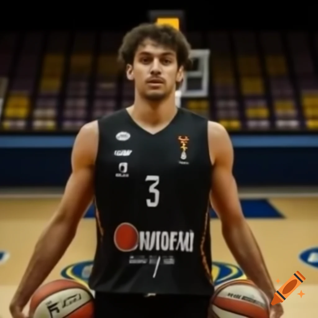 Basketball player from Stal Ostrów Wielkopolski in 3MK Arena on Craiyon