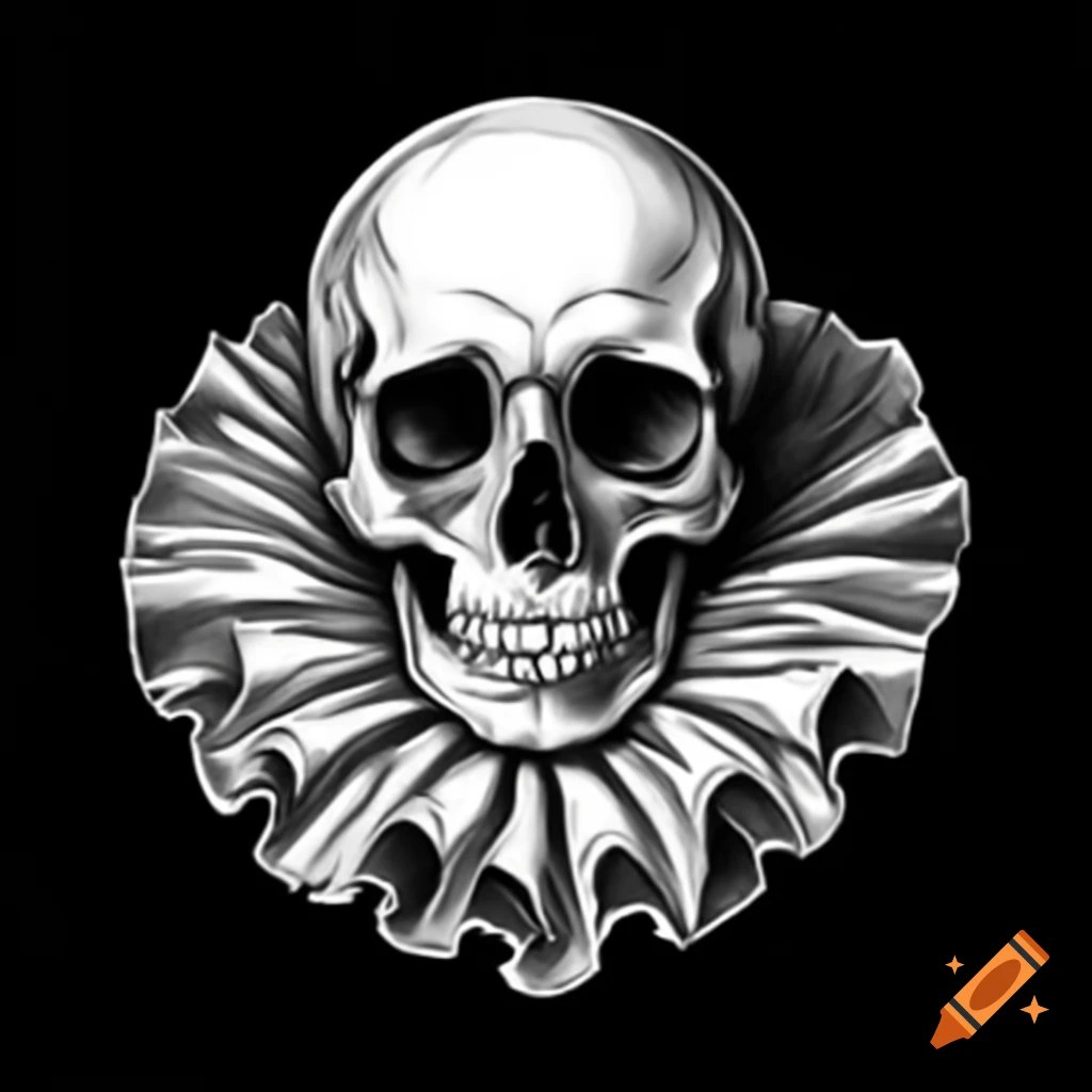 Renaissance style portrait of a skull with ruff collar, oil painting on ...