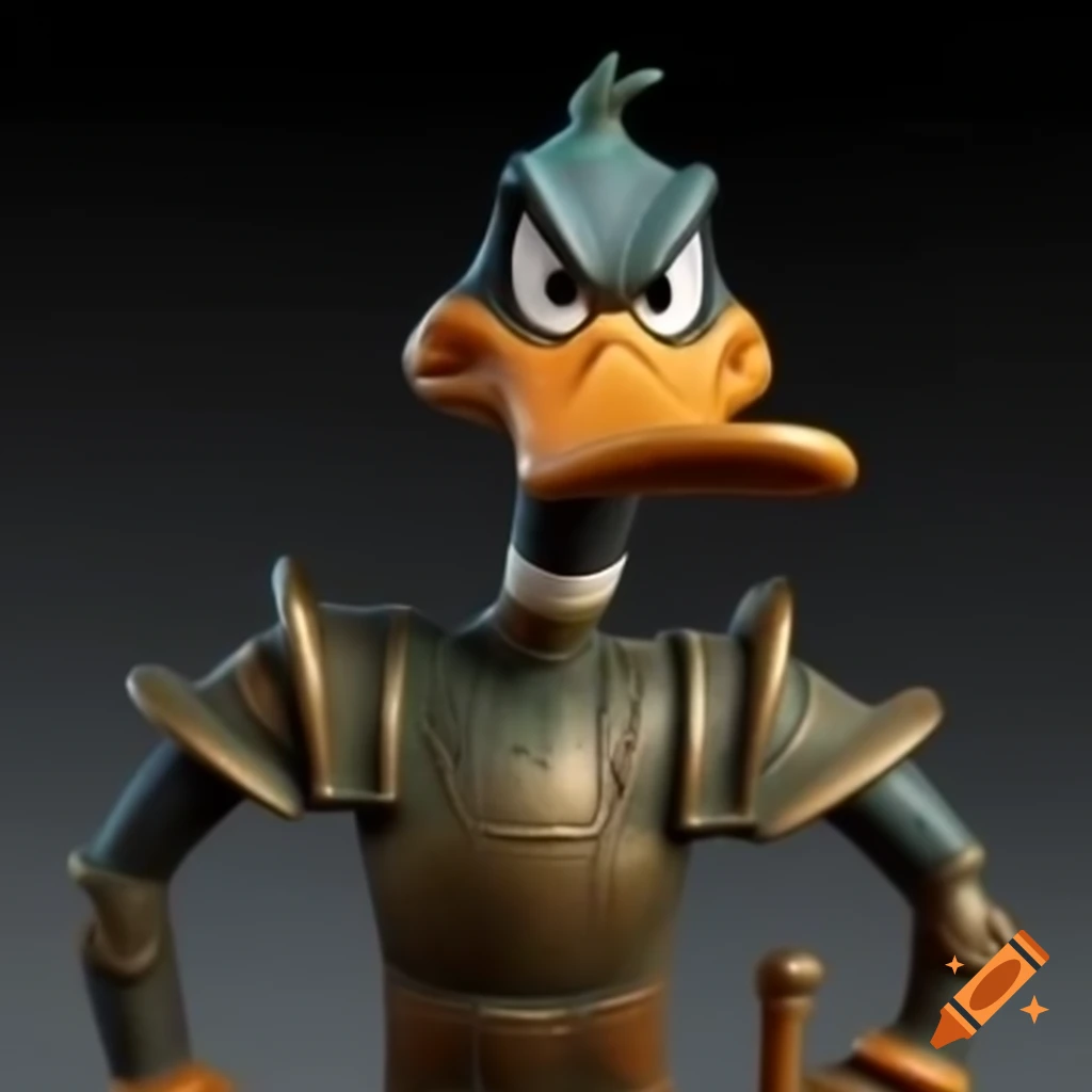 Cartoon character daffy duck in mycenaean panoply armor on Craiyon