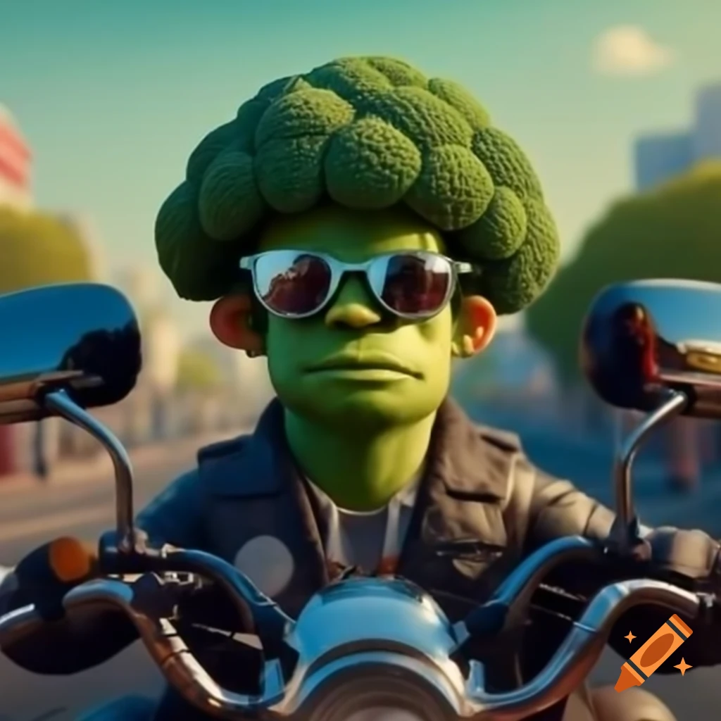 Broccoli in sunglasses riding motorcycle with Korean passenger peeking ...
