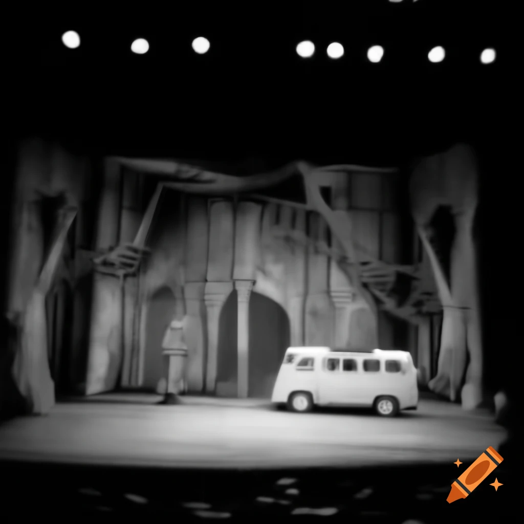 Scenic stage design for a midsummer night's dream in 1960s hippie era ...