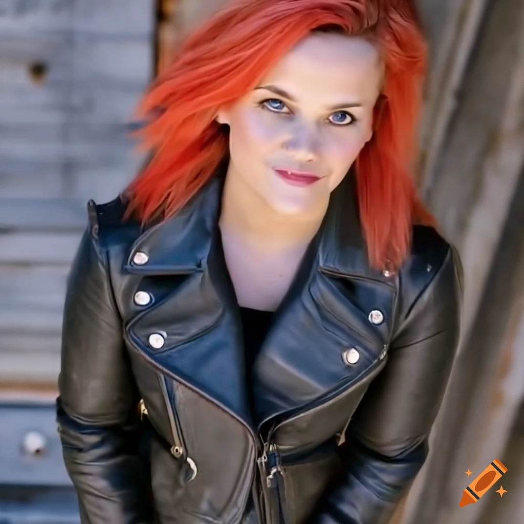 Punk rocker with red mohawk hairstyle and black leather outfit on Craiyon