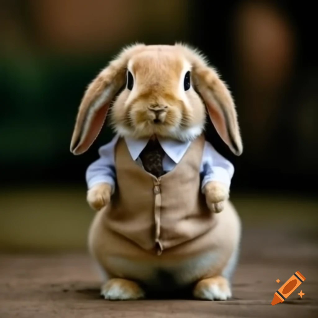 Cute rabbit in dress suit and shoes on Craiyon