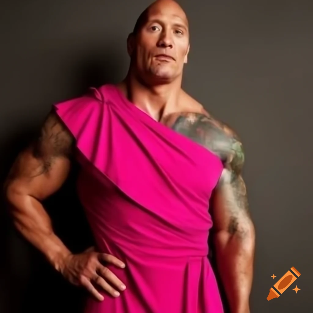 Dwayne Johnson wearing a pink dress on Craiyon