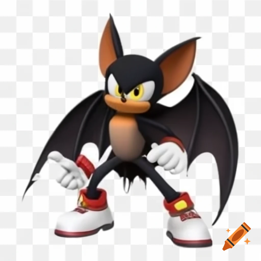 Tall black bat with yellow and orange eyes, white gloves and red shoes ...