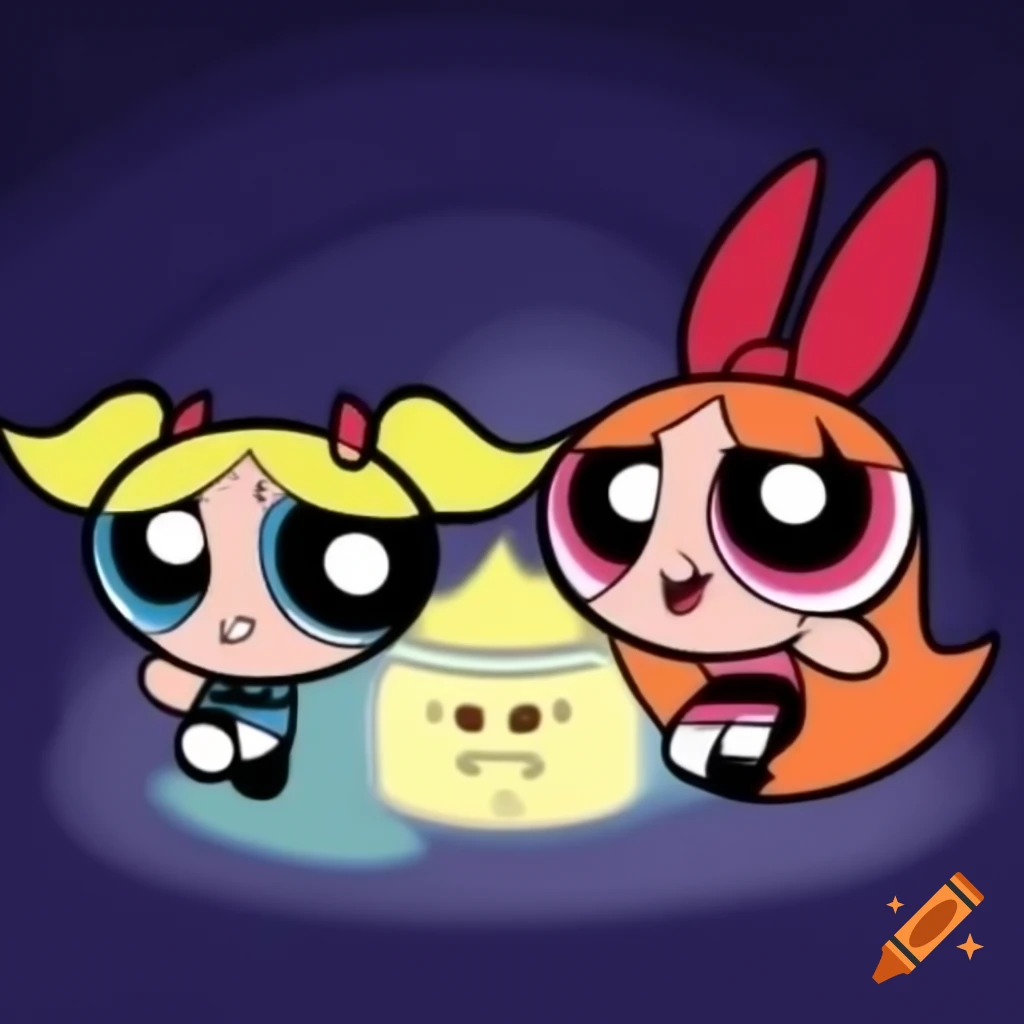 Cartoon scene with PowerPuff Queen Vampire and Funshine Bear from Care ...