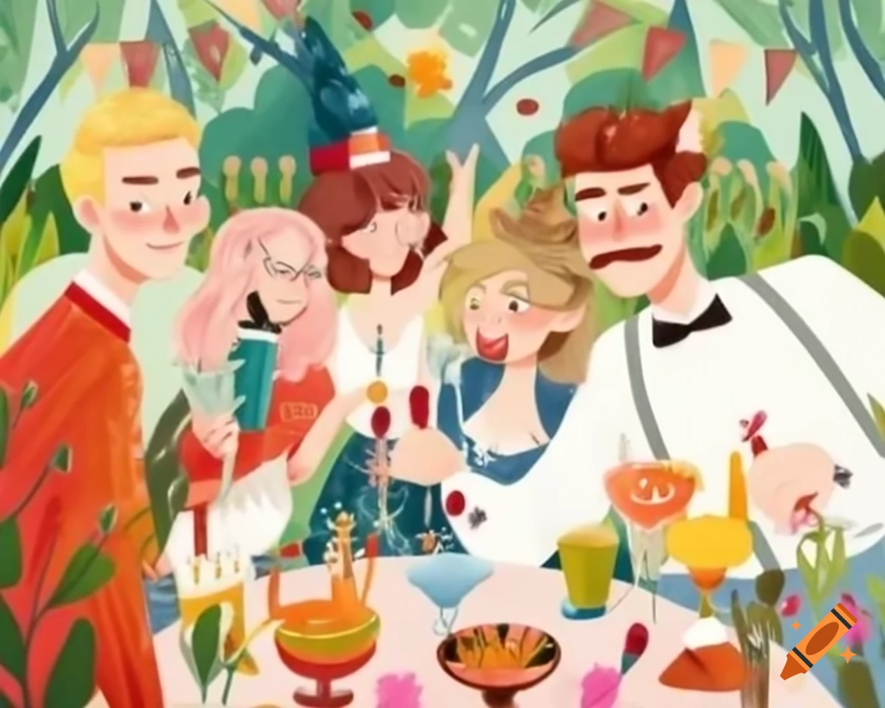 35th birthday party in fancy garden with friends and cocktails, smart ...