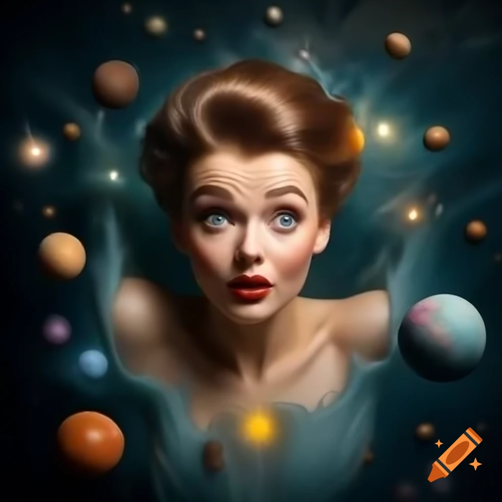 1950's style pin-up woman with elegant water wave hair in pastel yellow ...