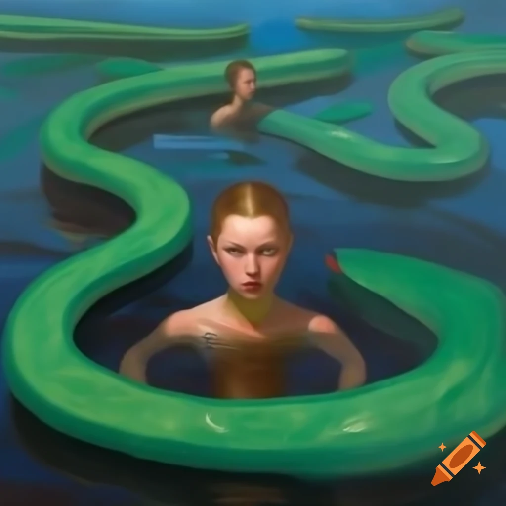 Expressionistic painting of circles in water with varying shapes and sizes on Craiyon