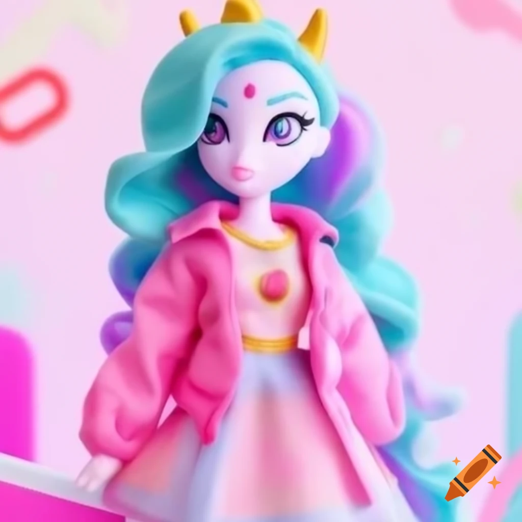 Princess ariel baddie doll in a slim pink dress on Craiyon