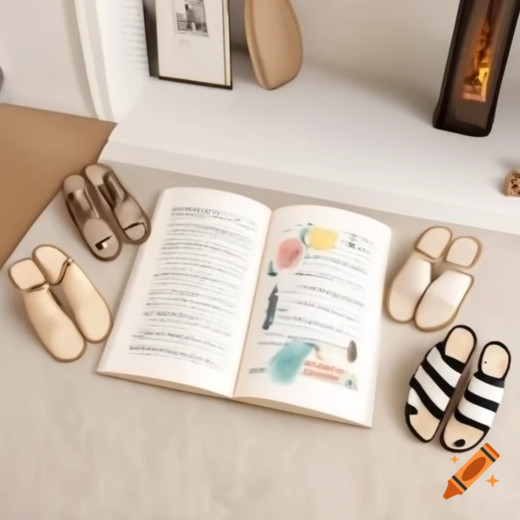 Luxury slippers arranged in modern interior setting with cozy ...