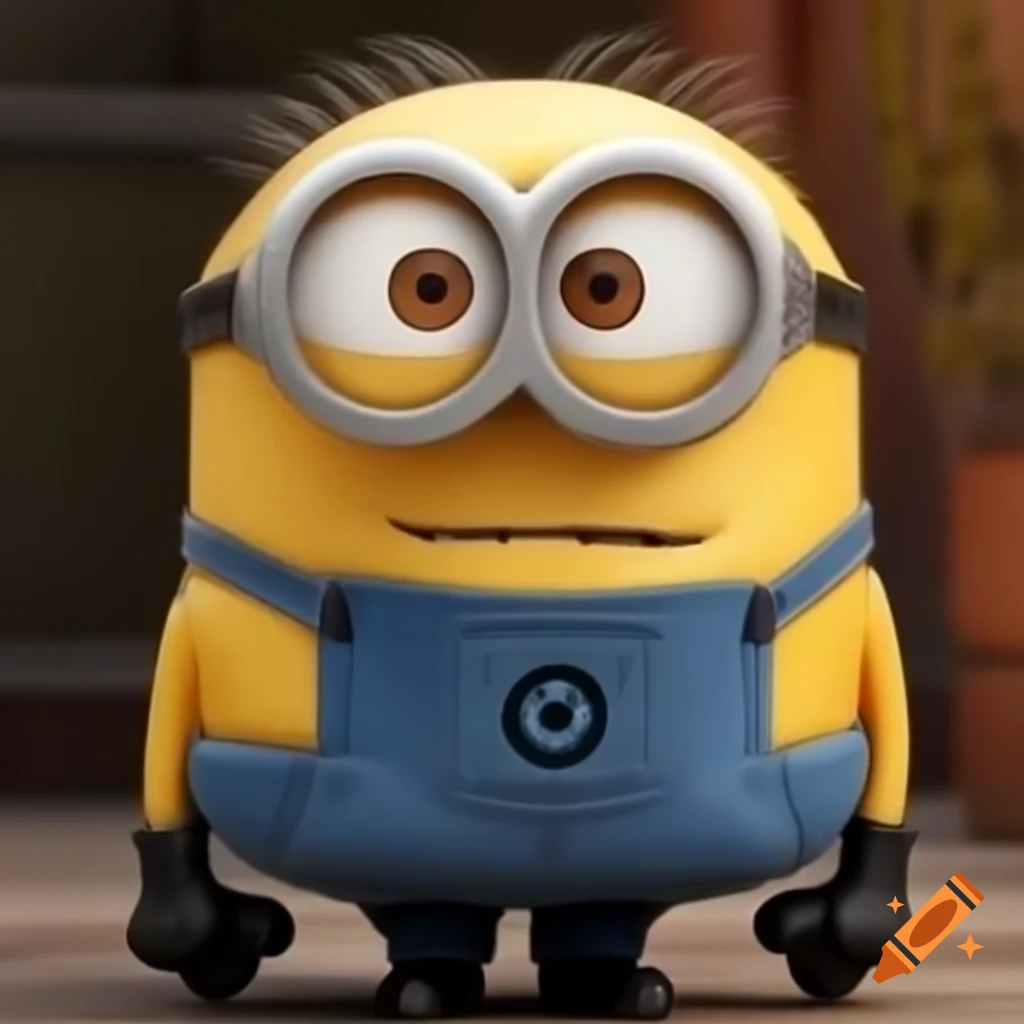 Curious minion-like figure in yellow jumpsuit in torrential downpour ...