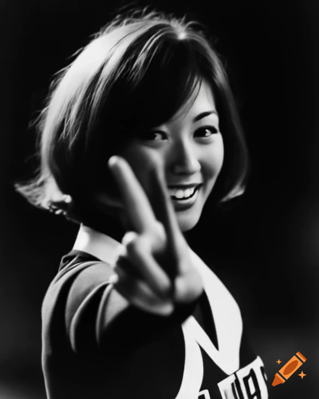 Vintage paparazzi photo of smiling japanese cheerleader from 1960s ...