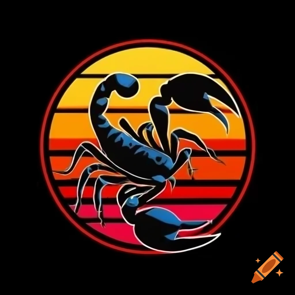 Digital art featuring sunset scorpions and football logo on Craiyon