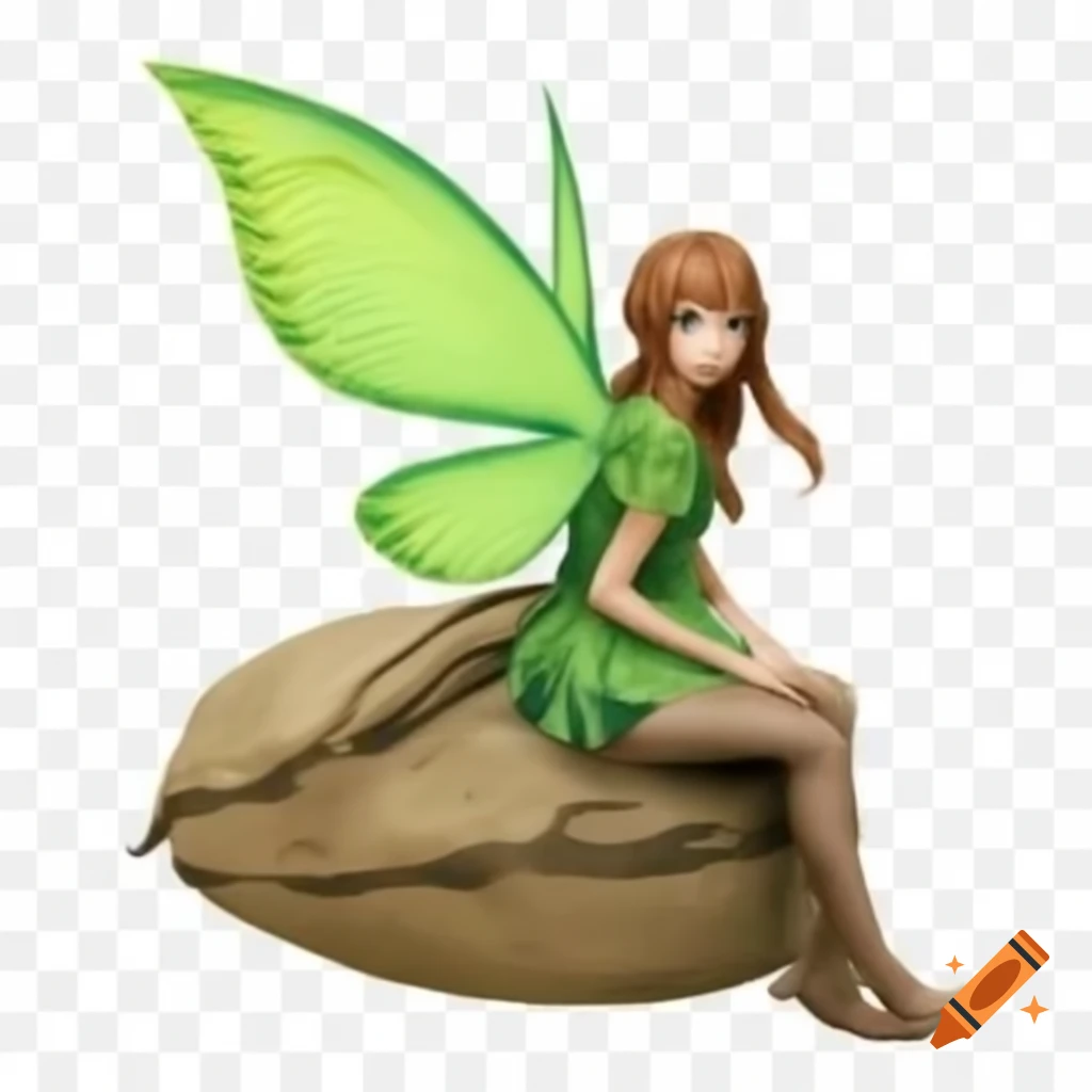 Forest fairy seated on log in storybook style on Craiyon